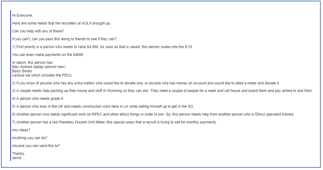 Sea Org “Recruitment”