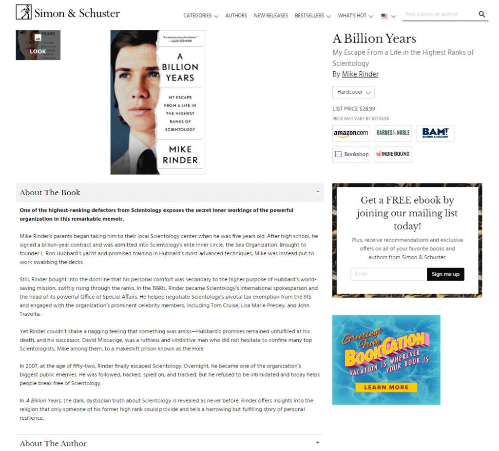 A Billion Years: My Escape from a Life in the Highest Ranks of Scientology