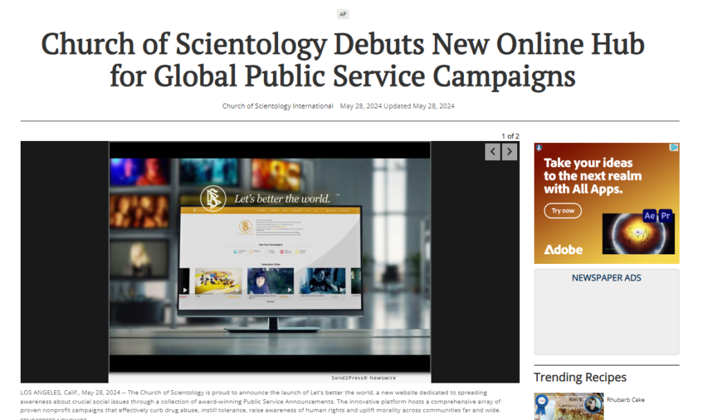 Scientology Front Groups Get New Propaganda Site